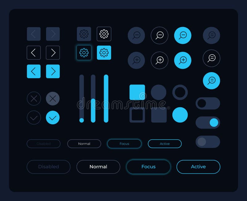 Multiple Buttons UI Elements Kit Stock Vector - Illustration of buttons ...