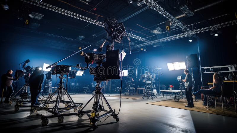 Professional Film Studio Equipped with Multiple Cameras and Lighting ...