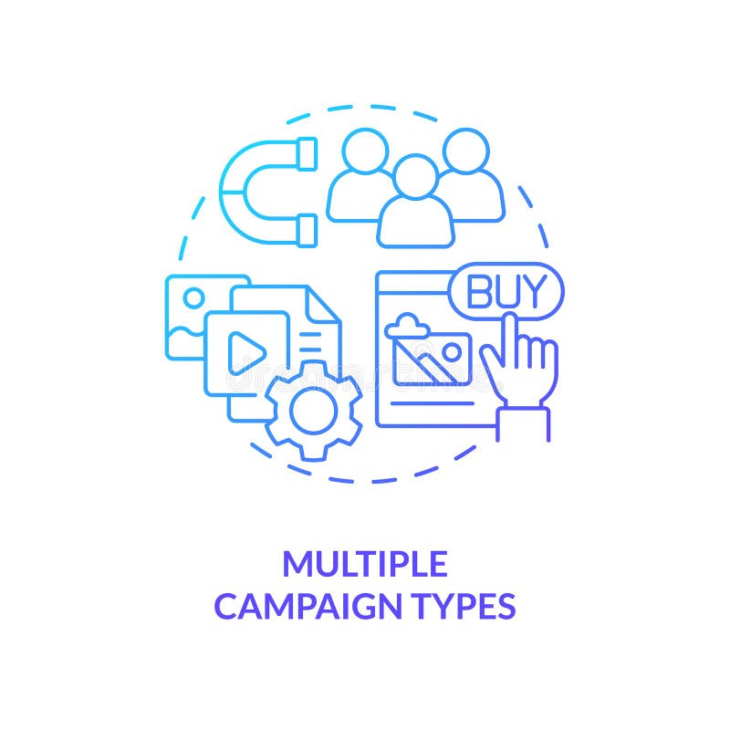 Multiple Campaign Types Blue Gradient Concept Icon Stock Vector ...
