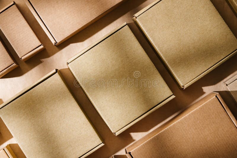 Multiple Cardboard Boxes Arranged on a Surface for Packaging and ...