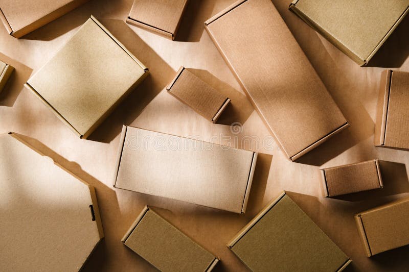 Multiple Cardboard Boxes Arranged on a Surface for Packaging and ...