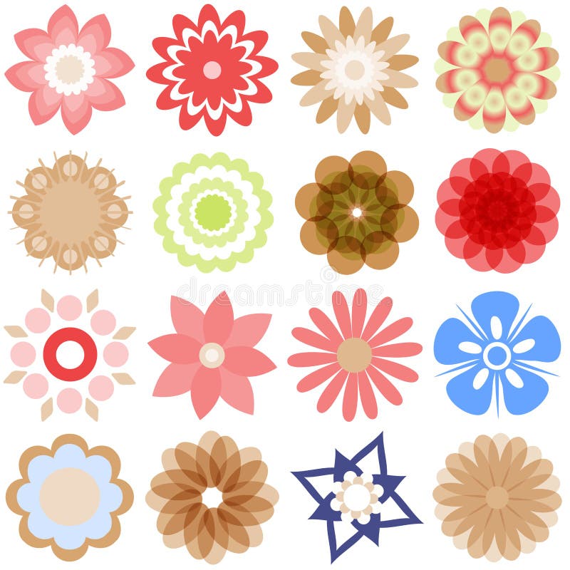 Multiple Cartoon Flowers Stock Vector - Image: 62459636