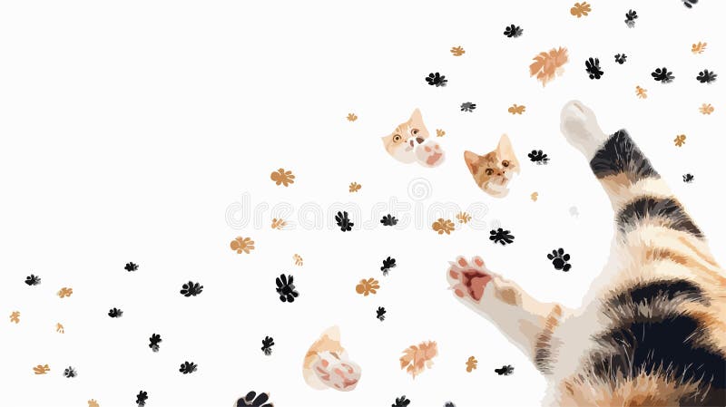 Multiple Cat Paws with Empty Space for Text. Adorable Pets and Feline ...