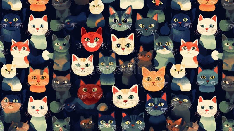 Multiple Cats in Different Colors Patterns are Seamless Stock Photo ...