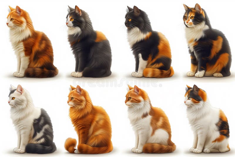 Multiple Cats are Seated Closely To Each Other in a Row Stock Photo ...