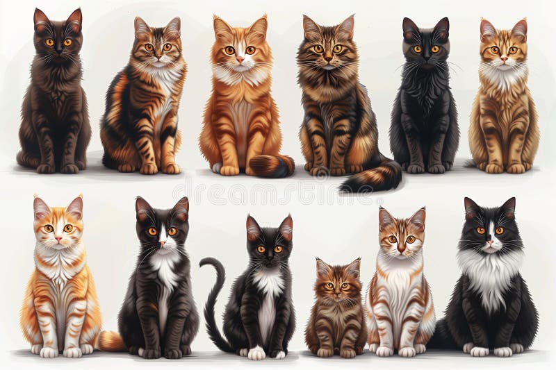 Multiple Cats Sitting Next To Each Other, Displaying Social Behavior ...