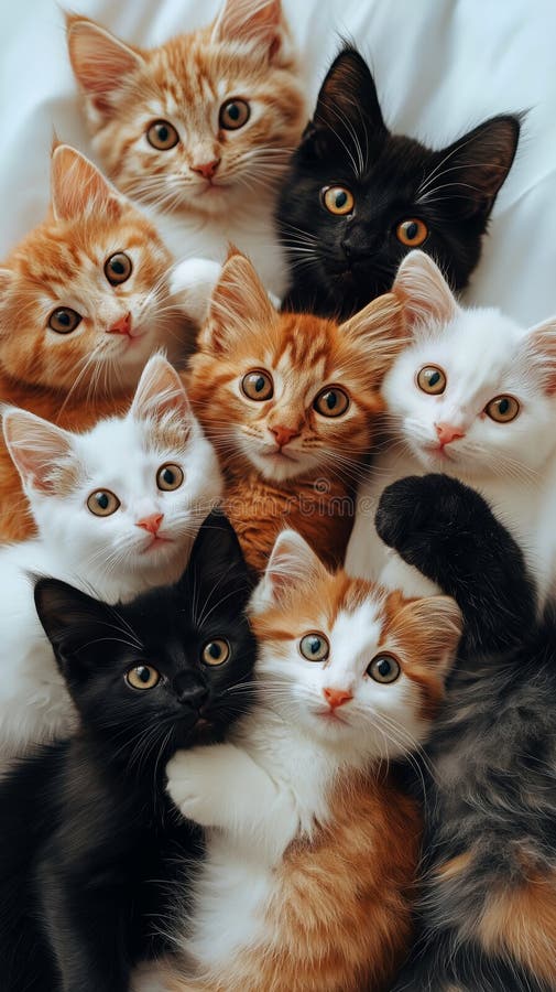 Multiple Cats of Various Breeds Relaxing on the Floor in a Cozy Indoor ...