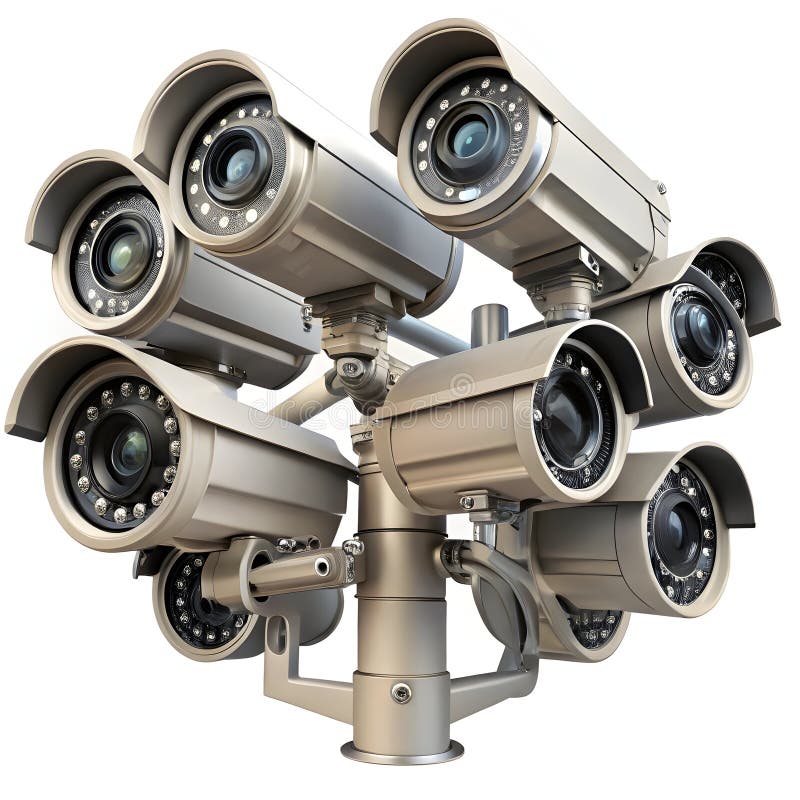 Multiple CCTV Cameras Isolated Stock Illustration - Illustration of ...