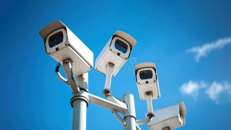 Multiple Cctv Security Camera in the Blue Sky. Generative AI Stock ... Multiple Cctv Security Camera in the Blue Sky. Generative AI Stock ...