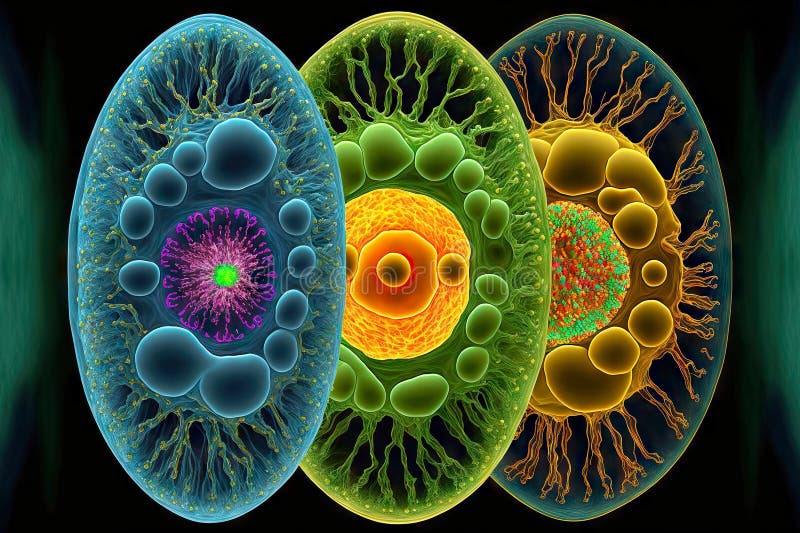 Multiple Cell Division of Molecule in Enlarged Form in Microscope Stock ...