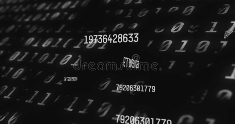 Multiple Changing Numbers Against Binary Coding Data Processing on Black Background Stock ...