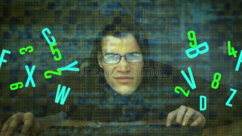 Multiple Changing Numbers and Alphabets Over Caucasian Male Hacker ...