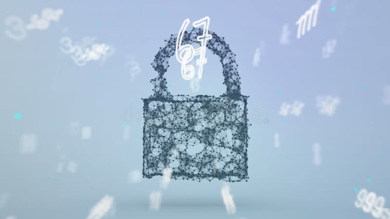 Multiple Changing Numbers Floating Over Network of Connections Forming a Security Padlock Stock ...