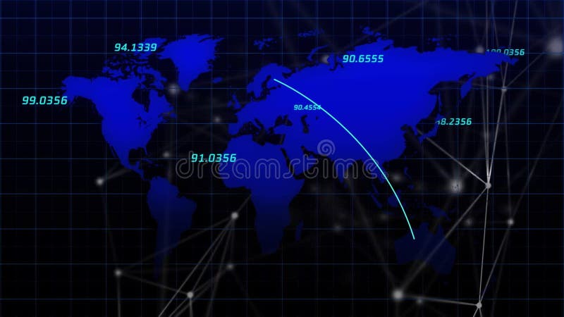 Multiple Changing Numbers and Network of Connections Over World Map ... Multiple Changing Numbers and Network of Connections Over World Map ...