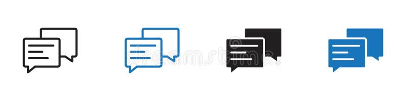 Multiple Chats Icon Linear Graphics Set Vector in Black Stock ...