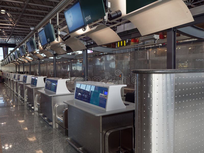 Multiple Check-in Stations at the Airport, Milan Malpensa Airport ...