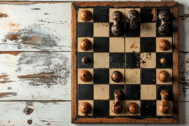 Multiple Chess Pieces are Arranged on a White Wooden Table in a Flat ...