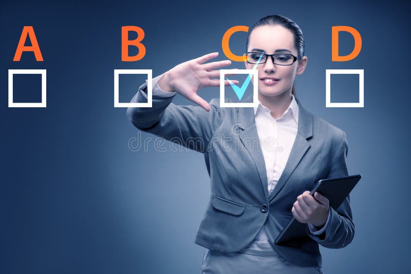 Multiple Choice Test Question Concept with Business People Stock ...