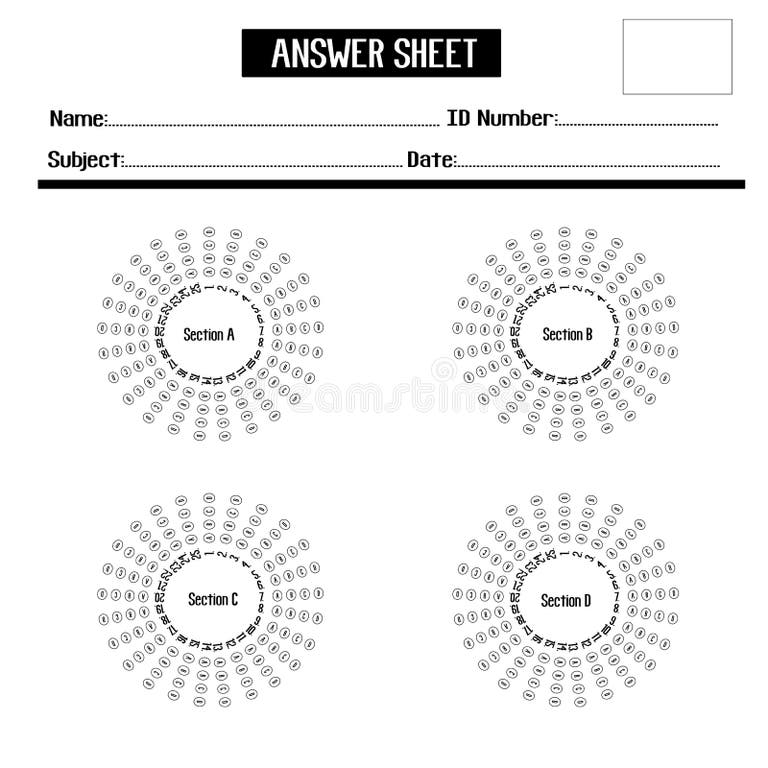 Multiple Choices Answer Sheet in Round Design and Separate by Section ...