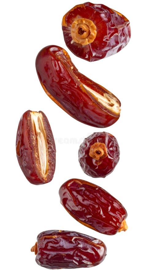 Multiple Chopped Dates Levitating on Transparent Background Stock Image ...