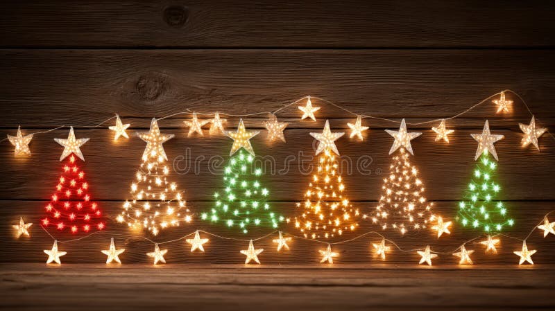Multiple Christmas Trees Decorated with Colorful Lights Glowing during ...