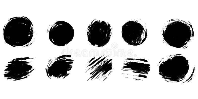 Various Brushstroke Textures in Black on a White Background for Design ...