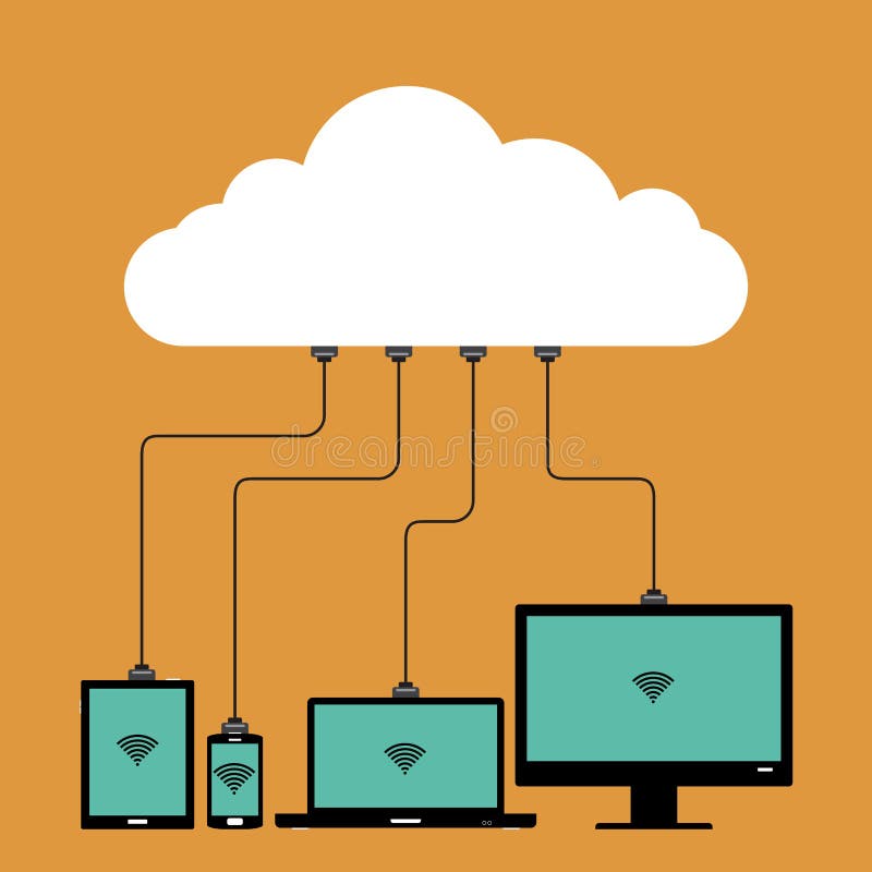 Multiple Cloud Connection stock vector. Illustration of desktop - 29430424