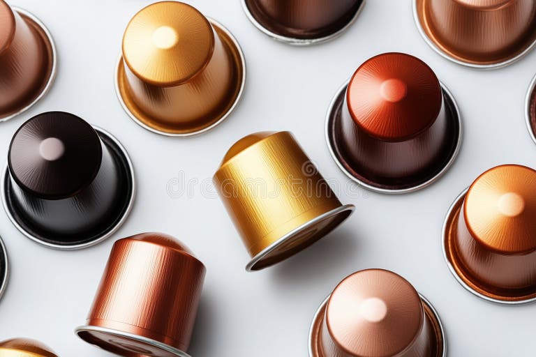 Multiple Coffee Capsules Arranged on White Surface Ai Photo Stock ...