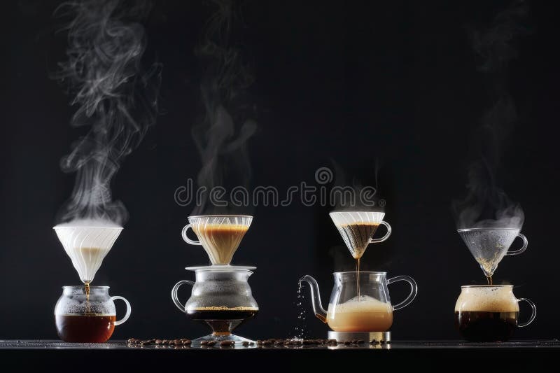 Multiple Coffee Cups with Steam Rising from Them, Experiment with ...