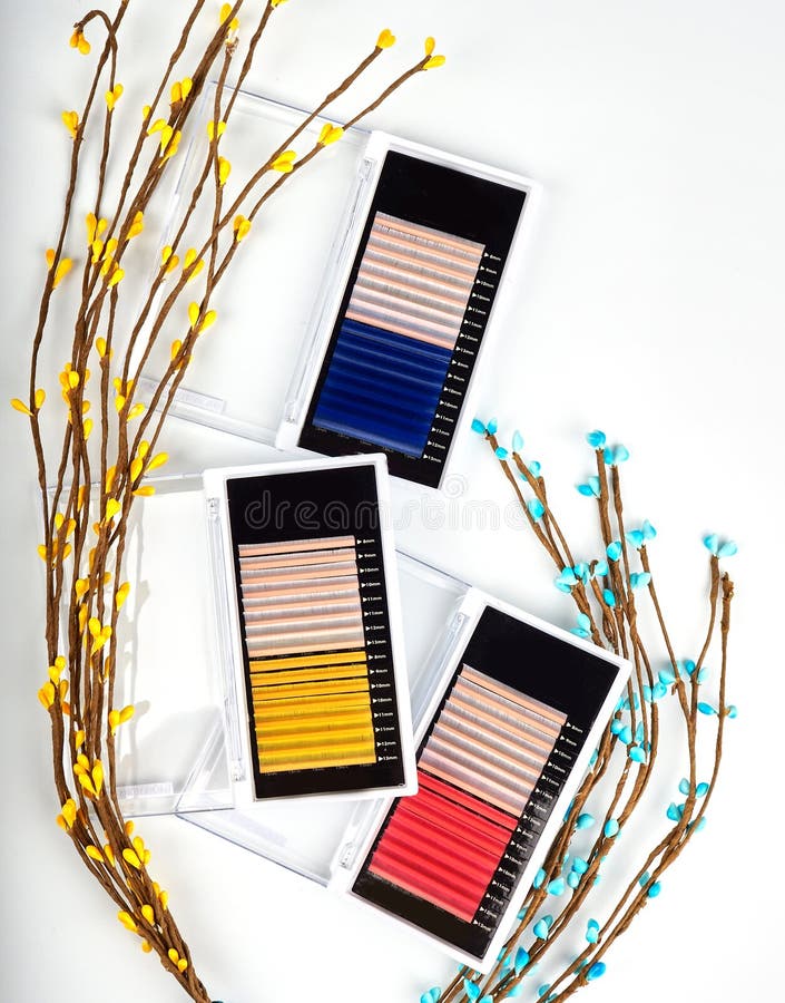 Multiple Color Lashes for Extension in a Pallet, a Set of Lashes Stock ...