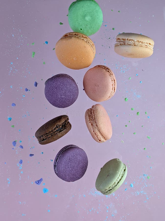 The Multiple Color Macarons Floating Stock Image - Image of floating ...