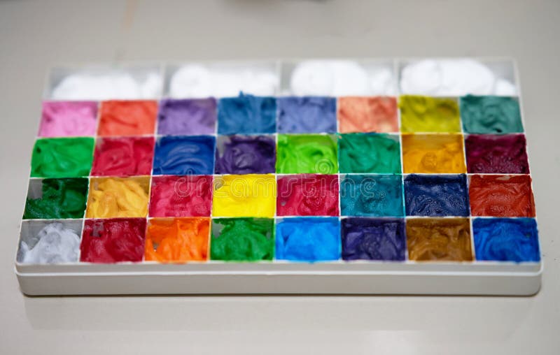 Multiple Color Palette For Art Work Of Kid Or Artist On Workspace,top ...