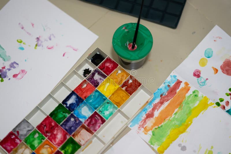 Multiple Color Palette with Brush for Art Work of Kid or Artist on ...