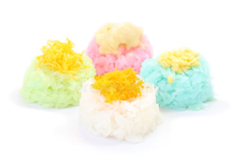 Multiple Color of Sticky Rice with Egg Custard Stock Image - Image of ...