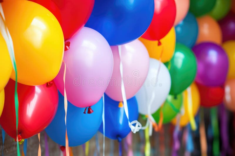 Multiple Colored Balloons Tied To the Same String Stock Image - Image ...