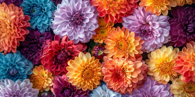 Multiple Colored Chrysanthemum Flowers Background Stock Illustration ...
