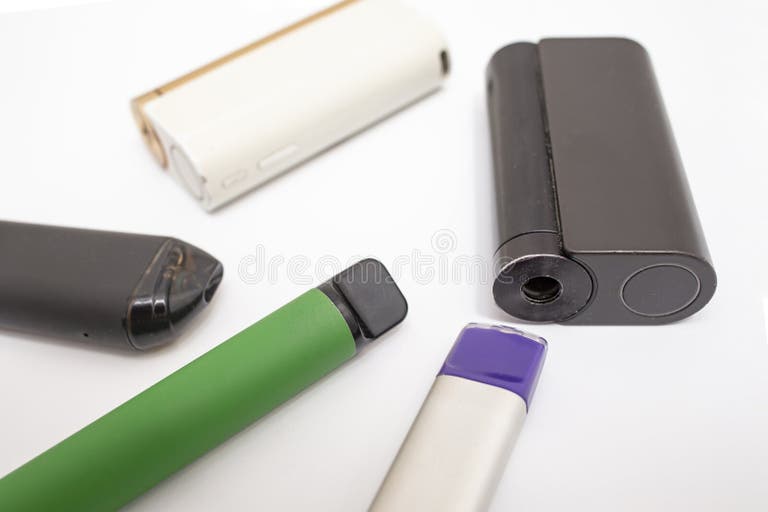 Multiple Colored Electronic Cigarettes Pile, Isolated on White ...