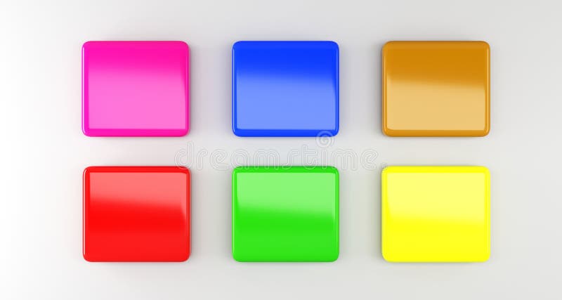 Multiple Colored Empty Rectangle Badges on Surface with Soft Shadow. 3D ...