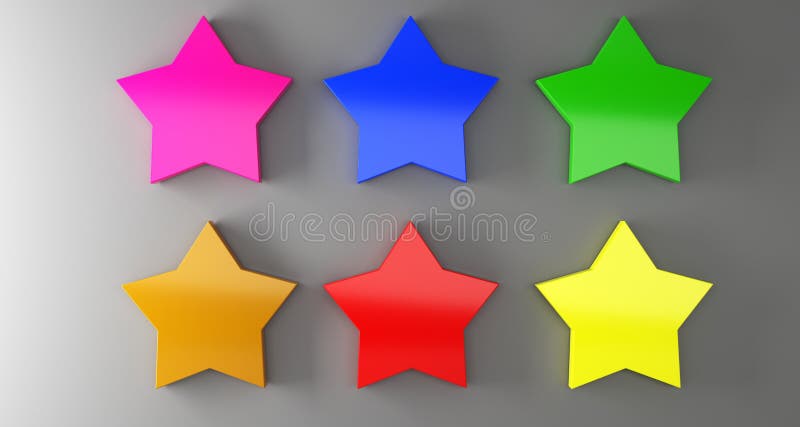 Multiple Colored Empty Star Shaped Badges on Surface with Soft Stock ...