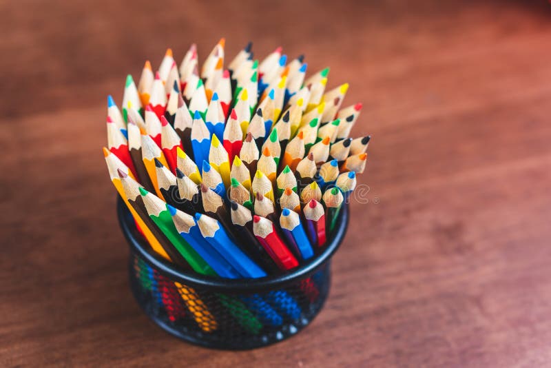 Multiple Colored Pencils in the Box. Stock Image - Image of desk ...