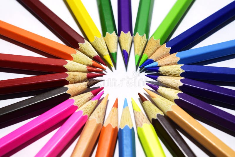 Multiple Colored Pencils on a White Background Stock Image - Image of ...