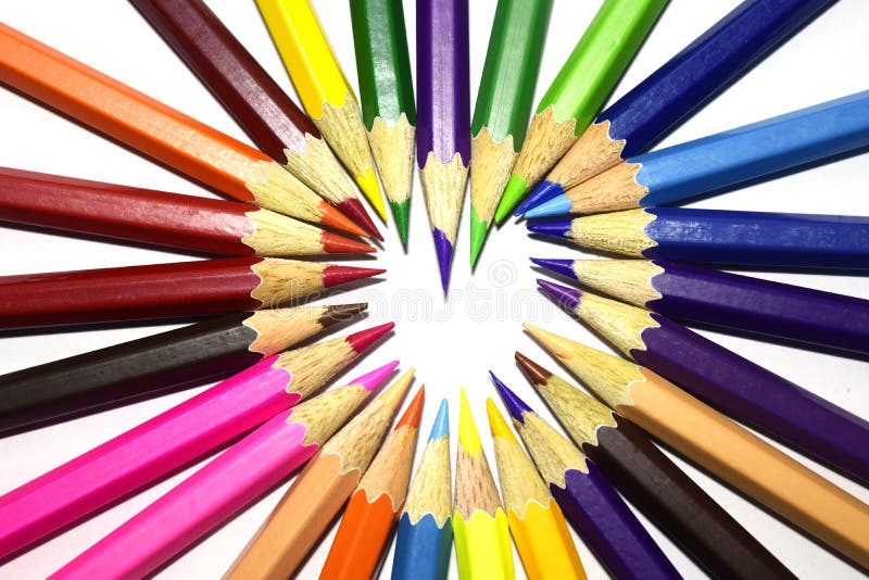 Multiple Colored Pencils on a White Background Stock Image - Image of ...