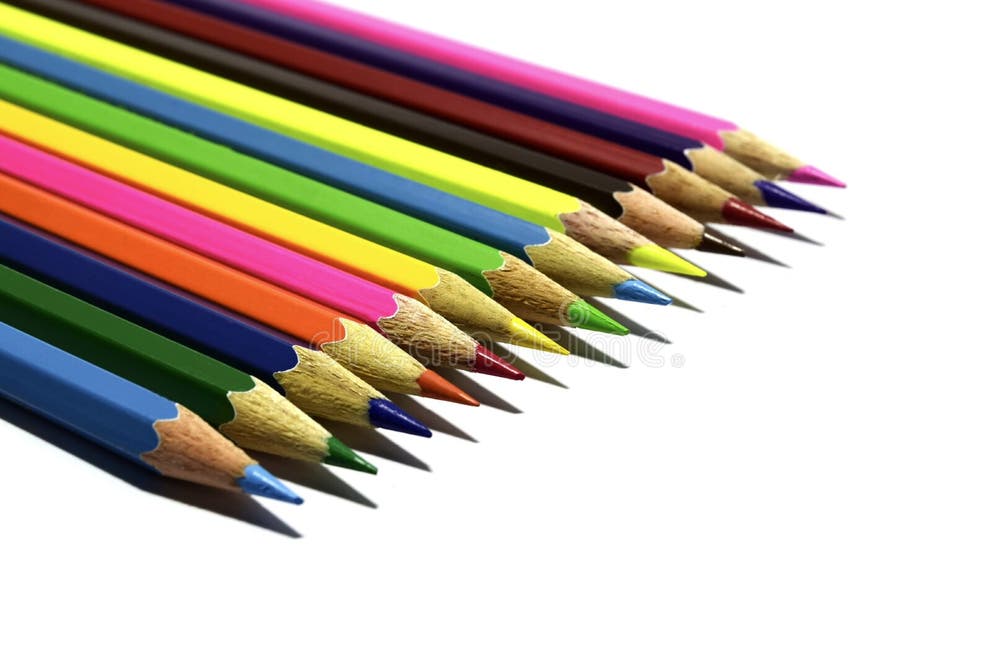 Multiple Colored Pencils on a White Background Stock Image - Image of ...