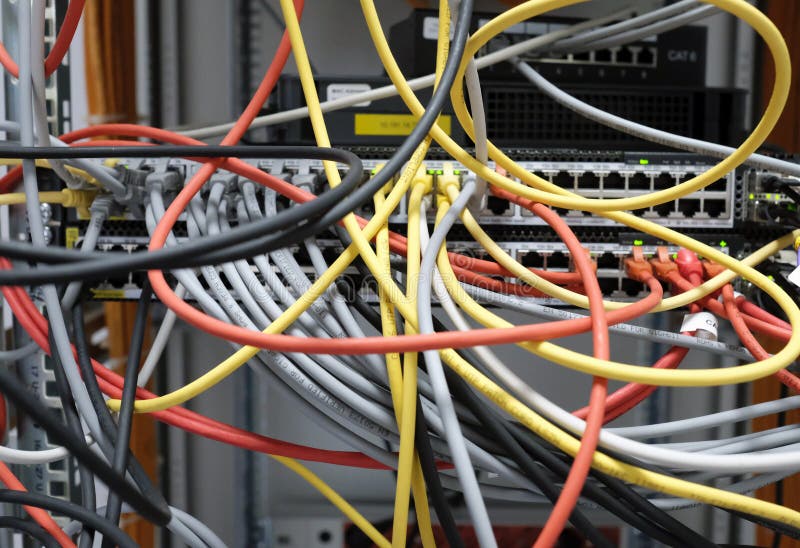 Multiple Colorful Cables in an it and Server Room Stock Photo - Image ...