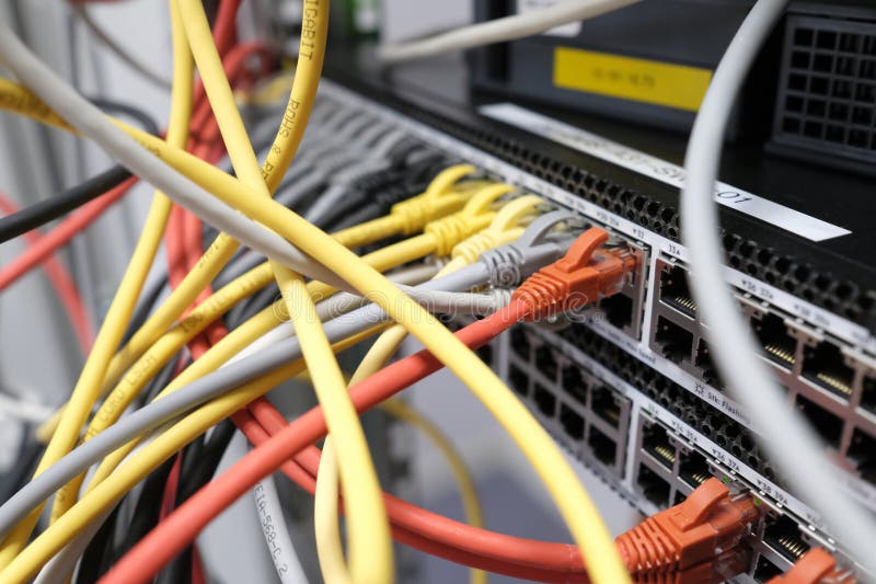 Multiple Colorful Cables in an it and Server Room Stock Photo - Image ...