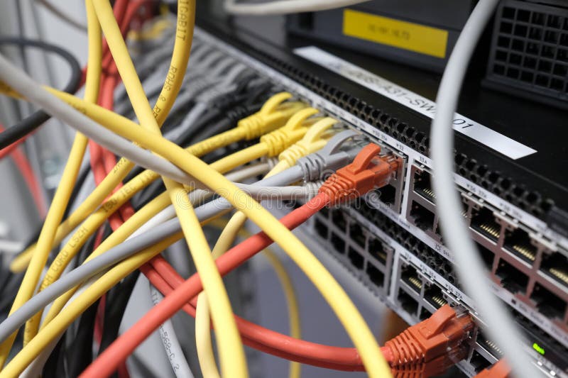 Multiple Colorful Cables in an it and Server Room Stock Photo - Image ...