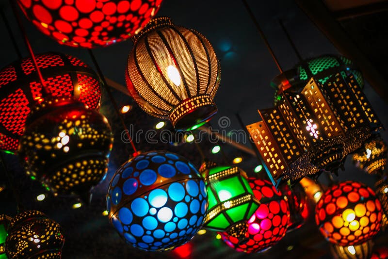 Multiple Colorful Lamp with Different Design Stock Photo - Image of ...