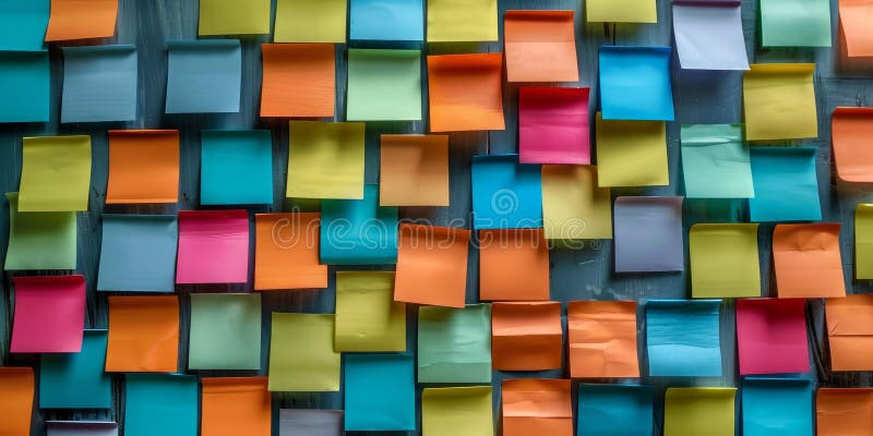 Colorful Post it Notes on a Wall. Generative AI Stock Illustration ...