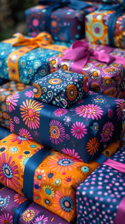 Stack of Wrapped Presents stock image. Image of occasion - 316599755