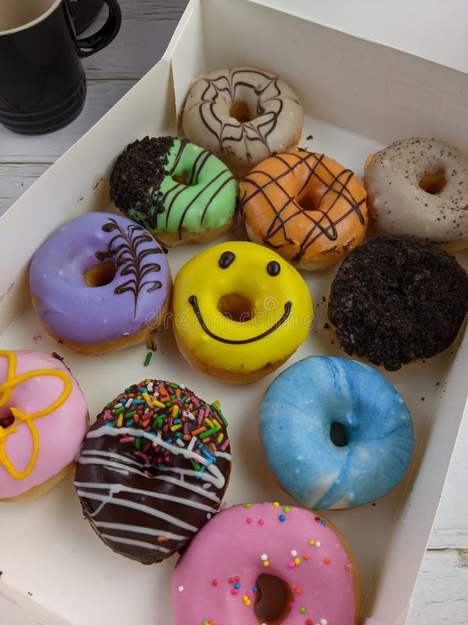 Multiple Colors and Attractive Design of Mini Doughnut in the Box Stock ...